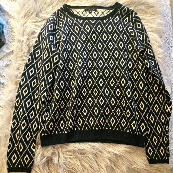 Timing | Sweaters | Navy Blue White Classic Diamond Pattern Acrylic ...